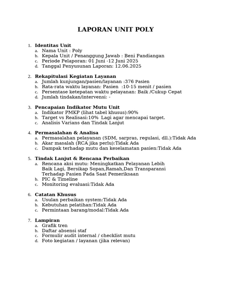 Laporan Kegiatan Unit Poly 2025 | PDF