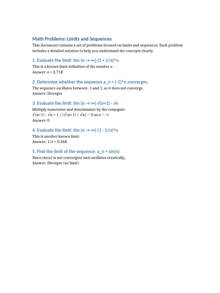 Math Limits and Sequences | PDF