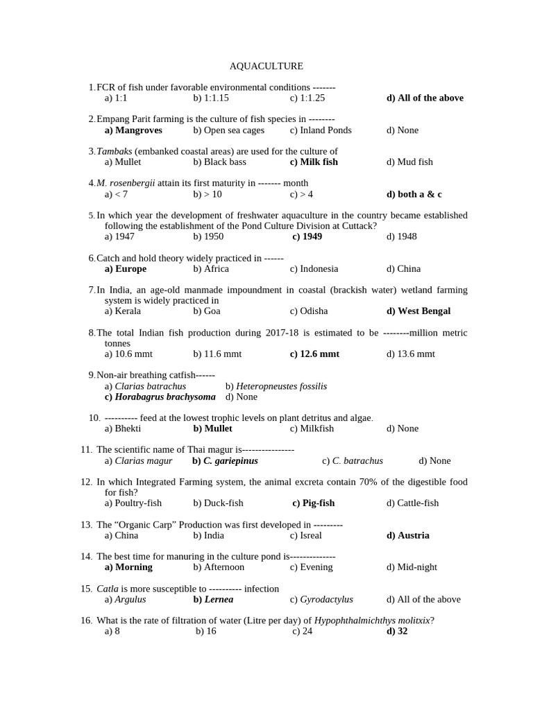 Aquaculture Q&A: Key Concepts and Facts | PDF | Aquaculture