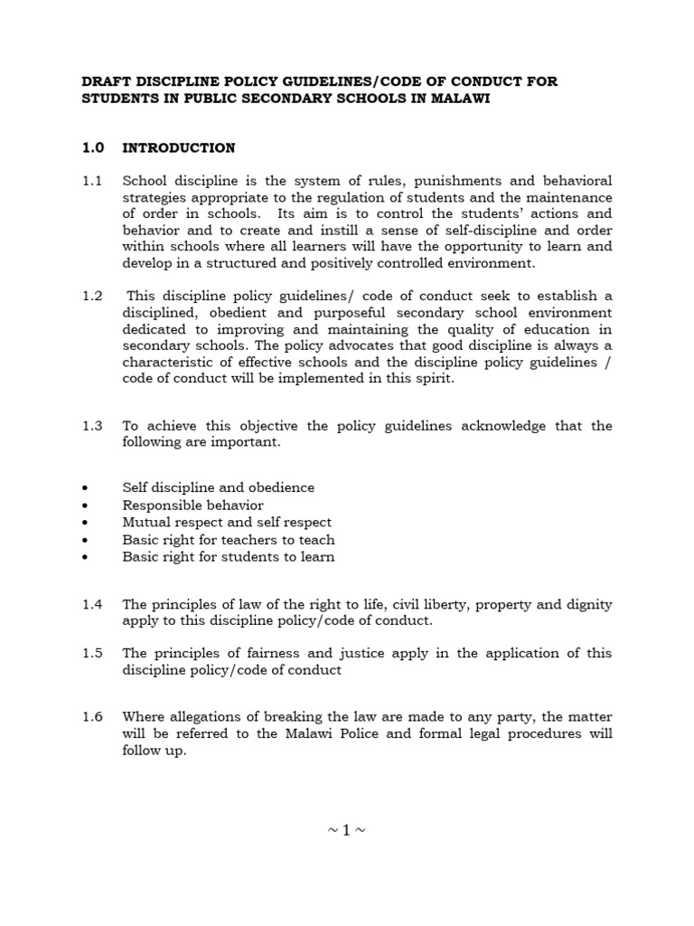 Draft Discipline Policy Document - 092136 | PDF | Bullying | Sexual ...