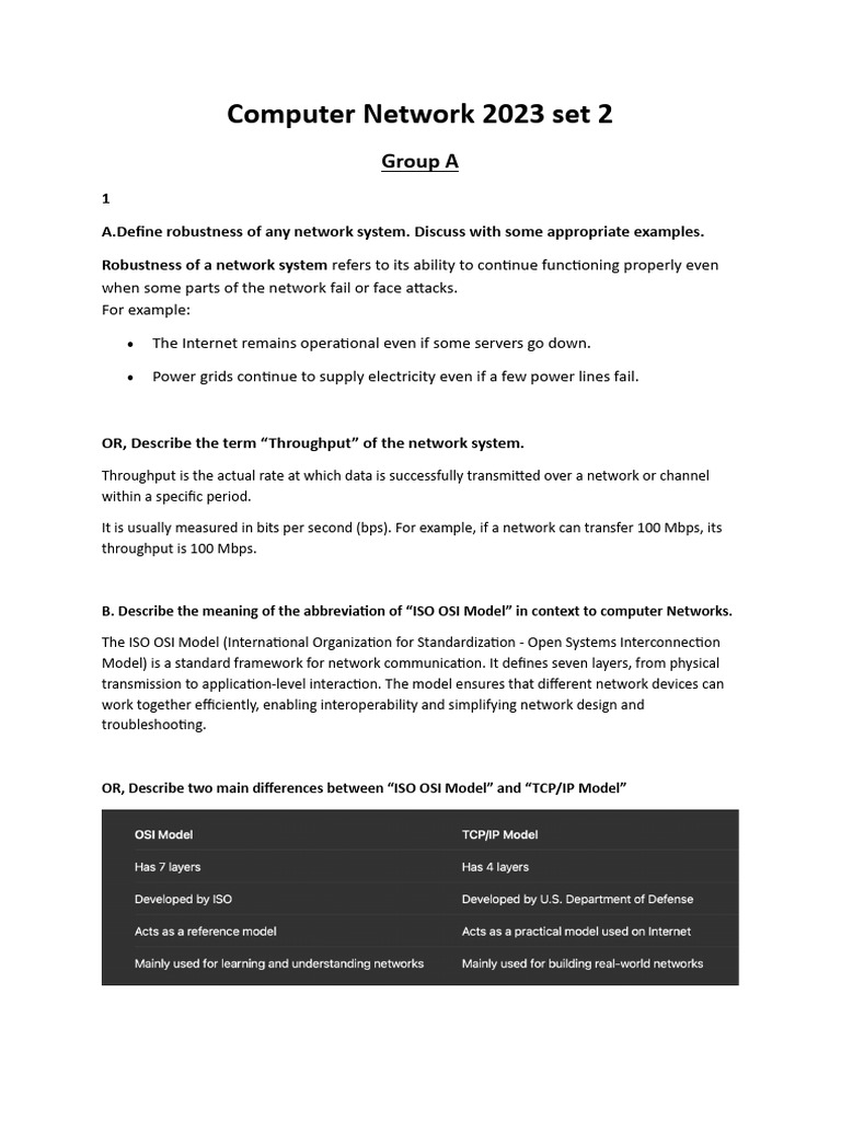 Computer Network 2023 Set 2 | PDF | Internet Protocol Suite | Computer ...