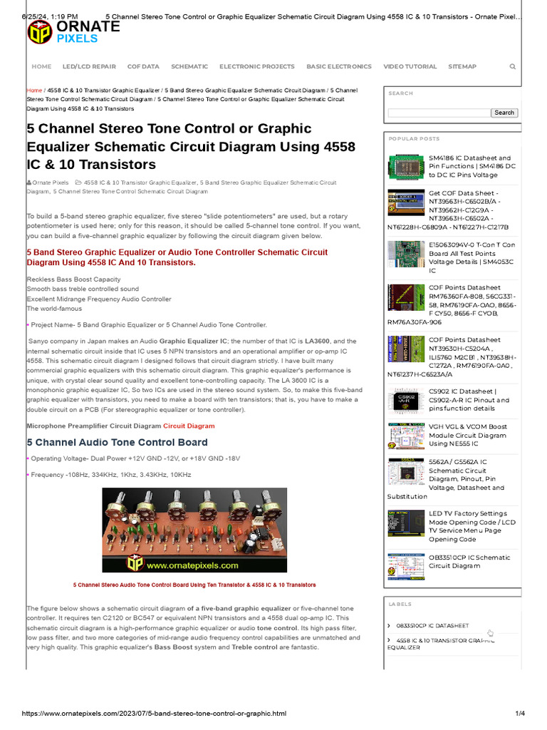 5-Channel Tone Control Circuit Diagram | PDF | Equalization (Audio ...