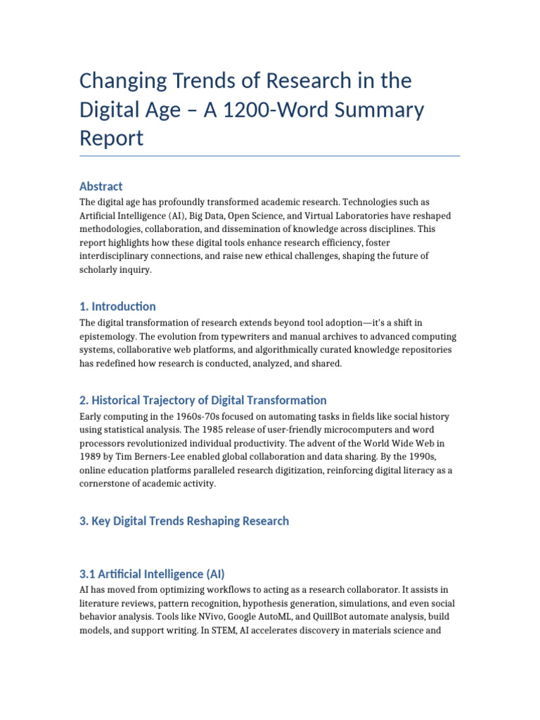 Digital Research Trends and Innovations | PDF | Artificial Intelligence ...