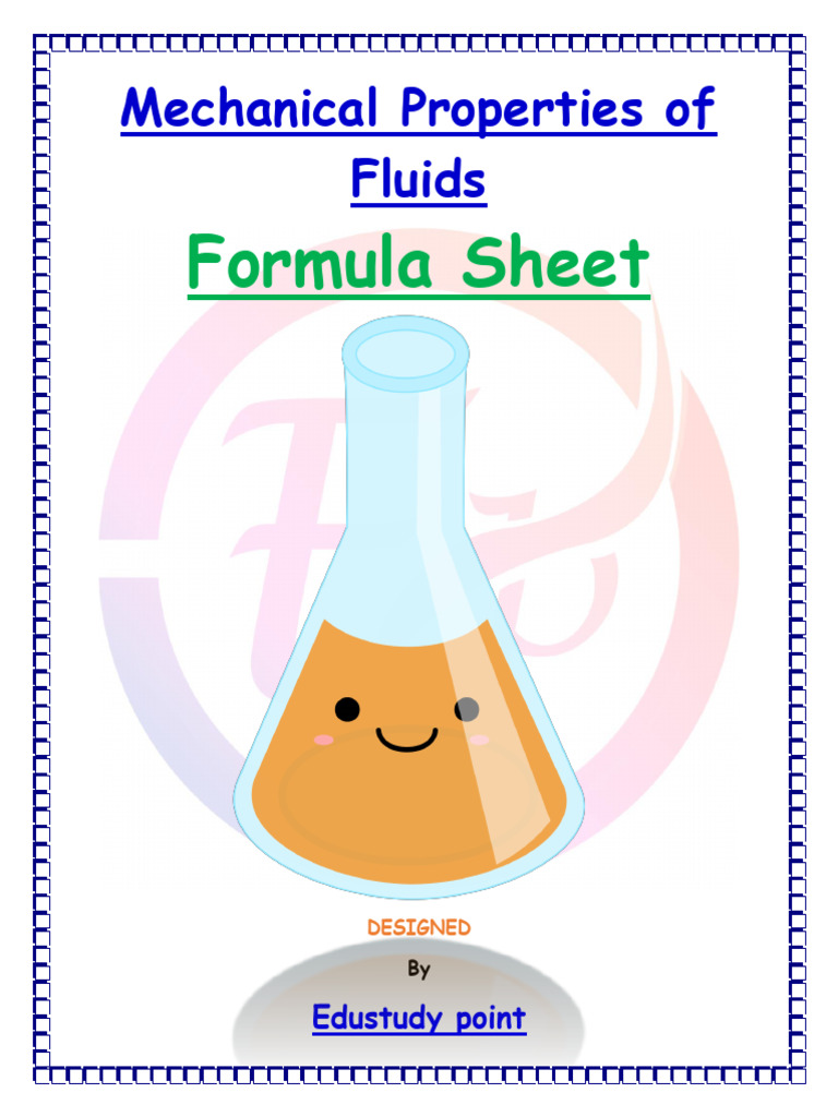 Mechanical Properties of Fluids - Formula Sheet (Edustudy Point) | PDF | Pressure | Fluid Dynamics