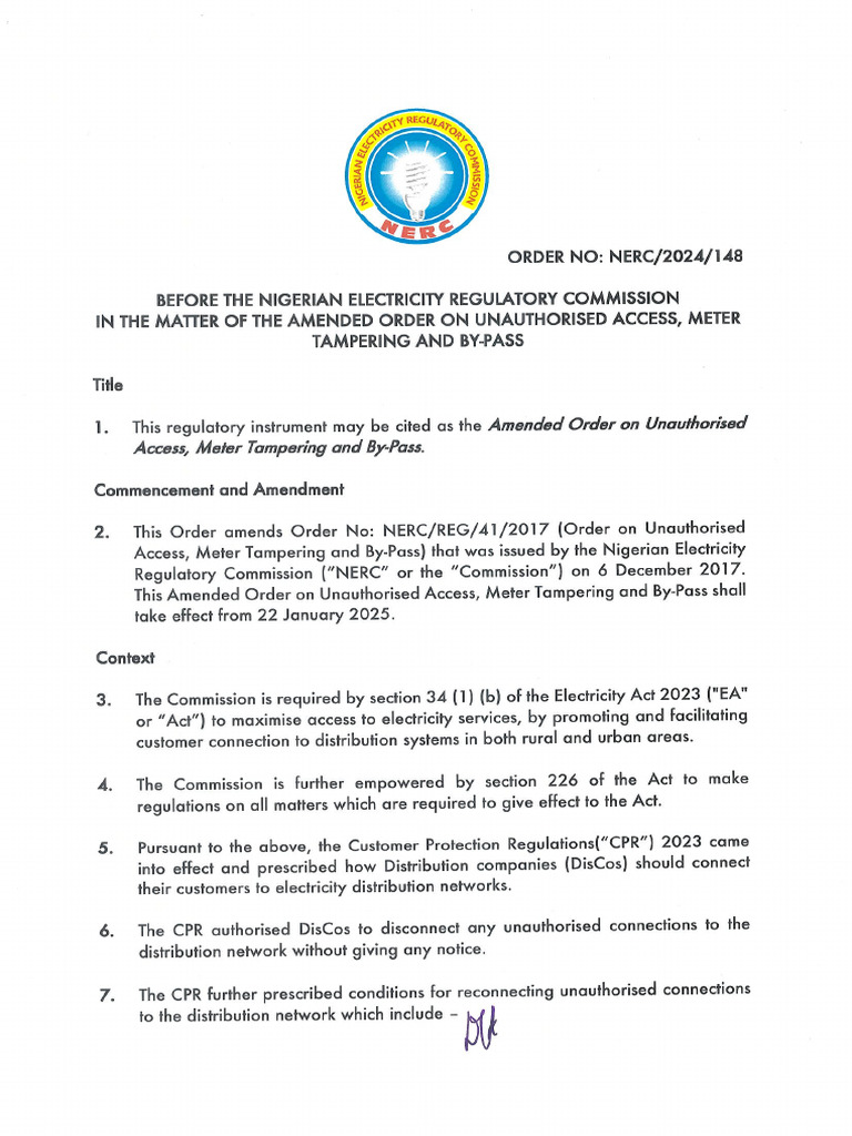 Amended Order on Meter Tampering 2024 | PDF | Information | Data Analysis