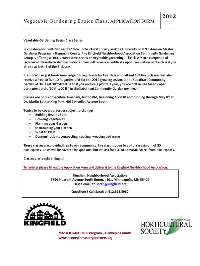 Gardening Basics Class Application | PDF | Gardens | Environmental Design
