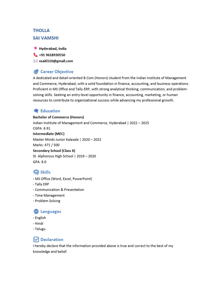 Sai Vamshi Resume | PDF