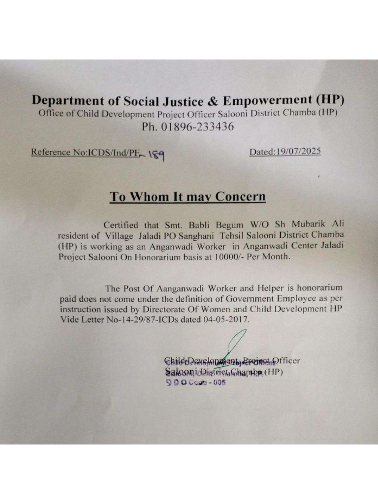 Babli Begum Salary Certificate and Pariwar Nakal | PDF