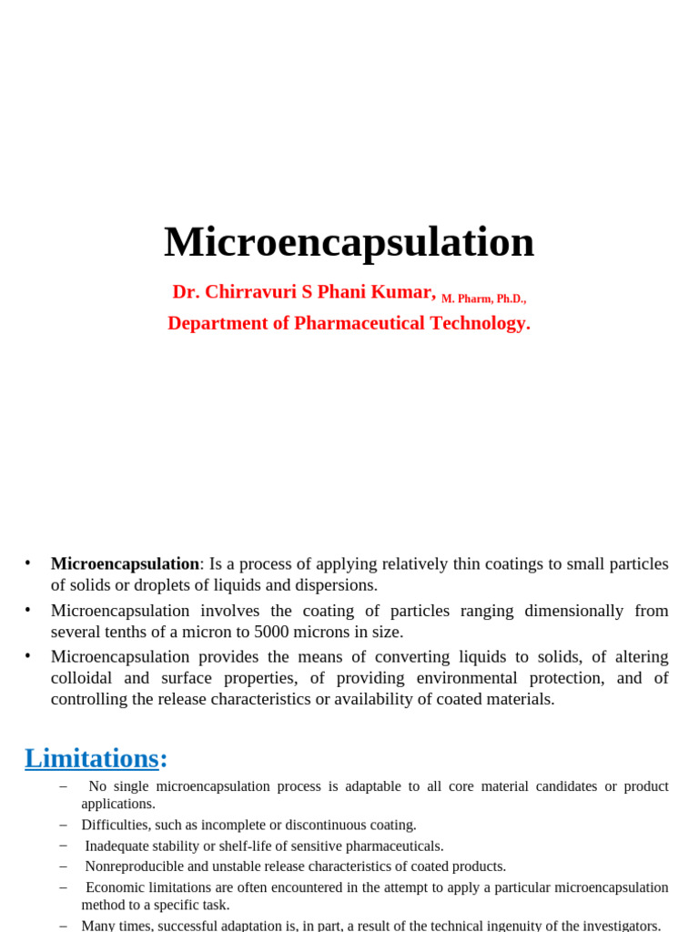 Microencapsulation | PDF | Solubility | Emulsion