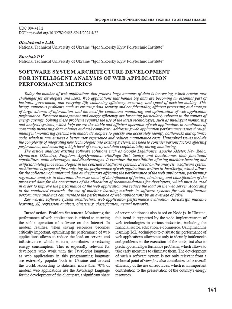 Intelligent Web App Performance Analysis | PDF | World Wide Web ...