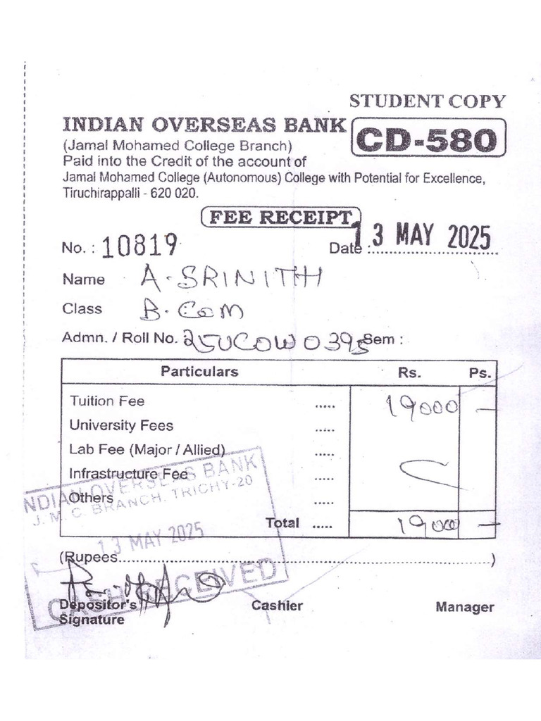 Fees Receipt | PDF