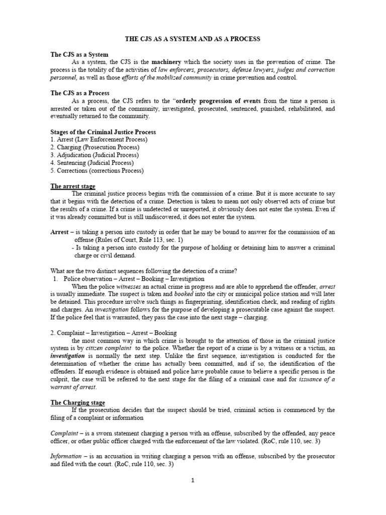 Topic 2 Complementary Lecture The Phil. CJS As A System and As A Process | PDF | Prosecutor | Plea