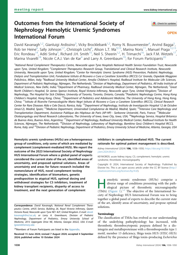 Outcomes From The International Society of Nephrol | PDF | Complement ...
