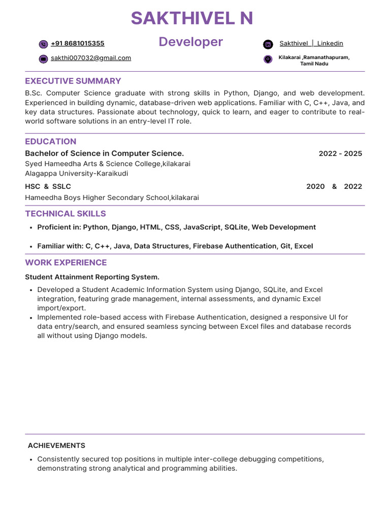 Entry-Level Python Developer Resume | PDF