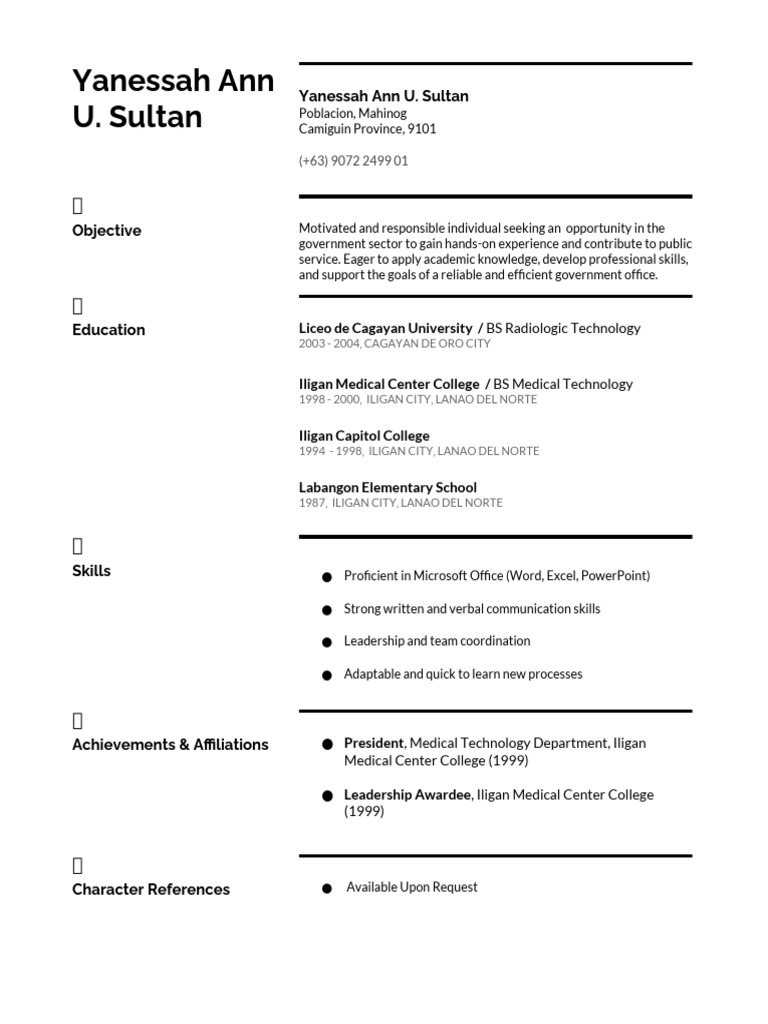 CV - Yanessah Ann U. Sultan | PDF