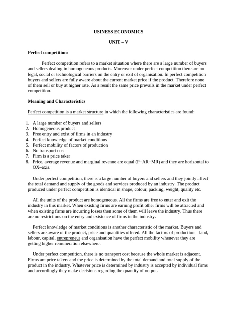 Business Economics Unit VVV | PDF | Oligopoly | Monopoly
