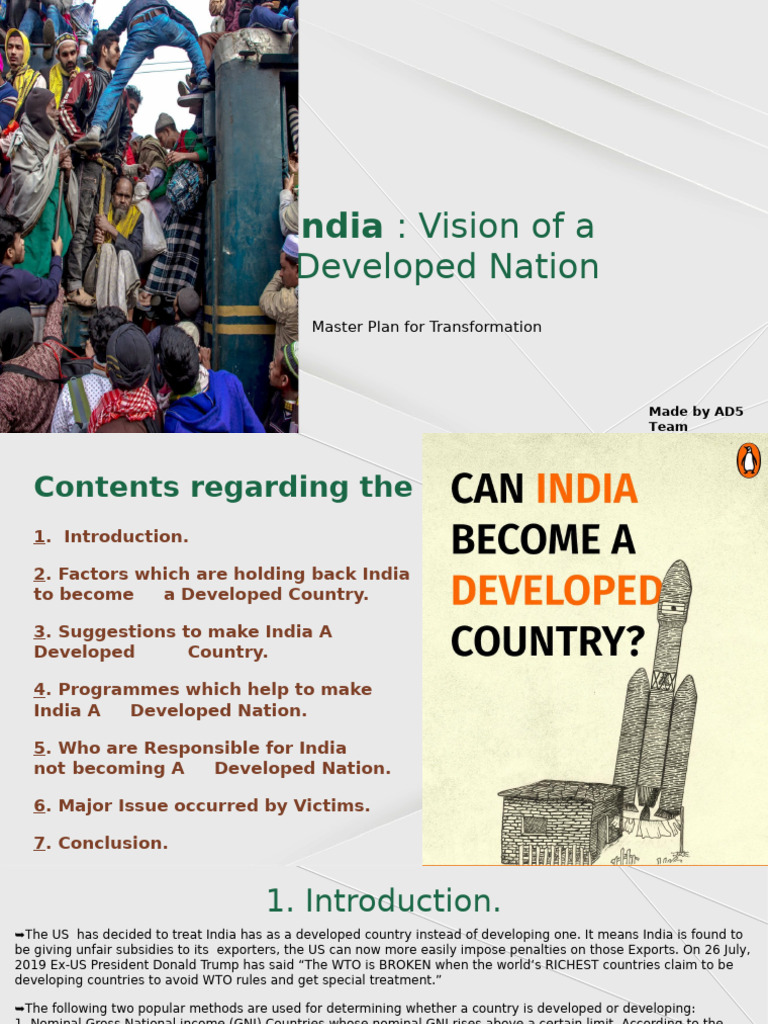 India’s Path to Becoming a Developed Nation | PDF | Developing Country ...