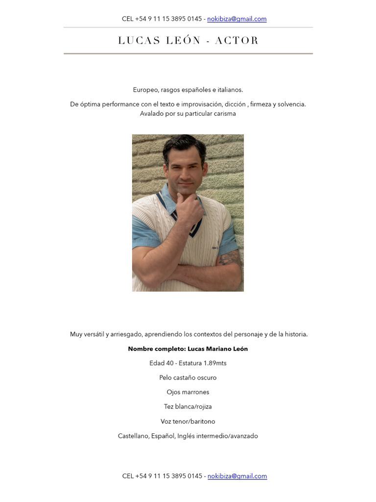 Lucas León: Actor Versátil y Carismático | PDF
