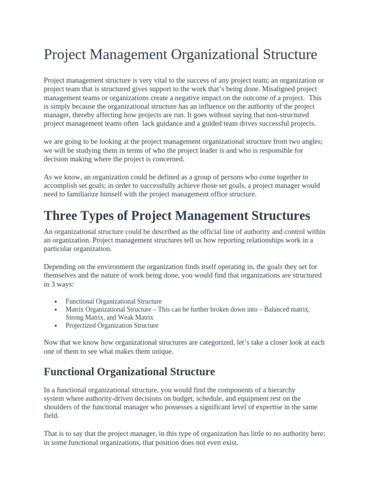 Organizational Structures in Project Management | PDF | Organizational Structure | Project ...