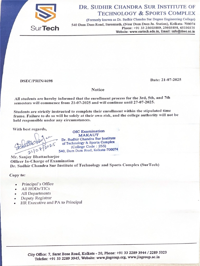 Enrollment Notice | PDF