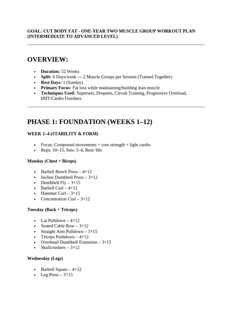 Goal Fat Loss Gym Workout Plan | PDF | Strength Training | Weight Training