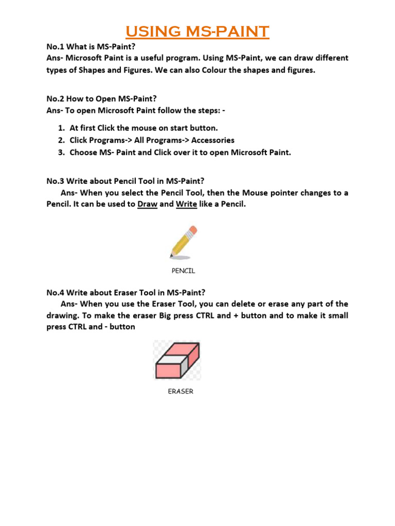 MS Paint Tools for Class 3 | PDF | Shape | Software