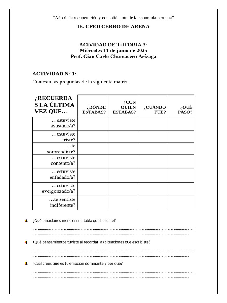 Actividad Tutoria | PDF