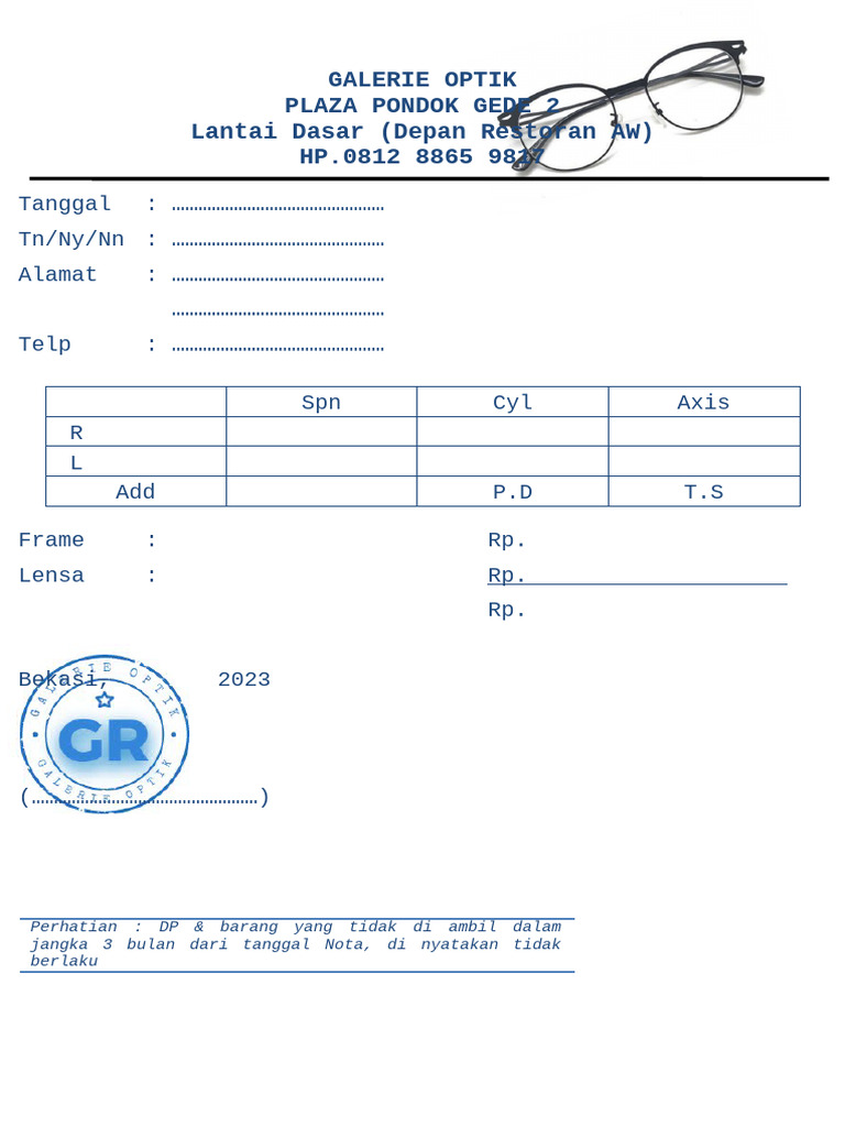 Kwitansi Wike Kacamata | PDF