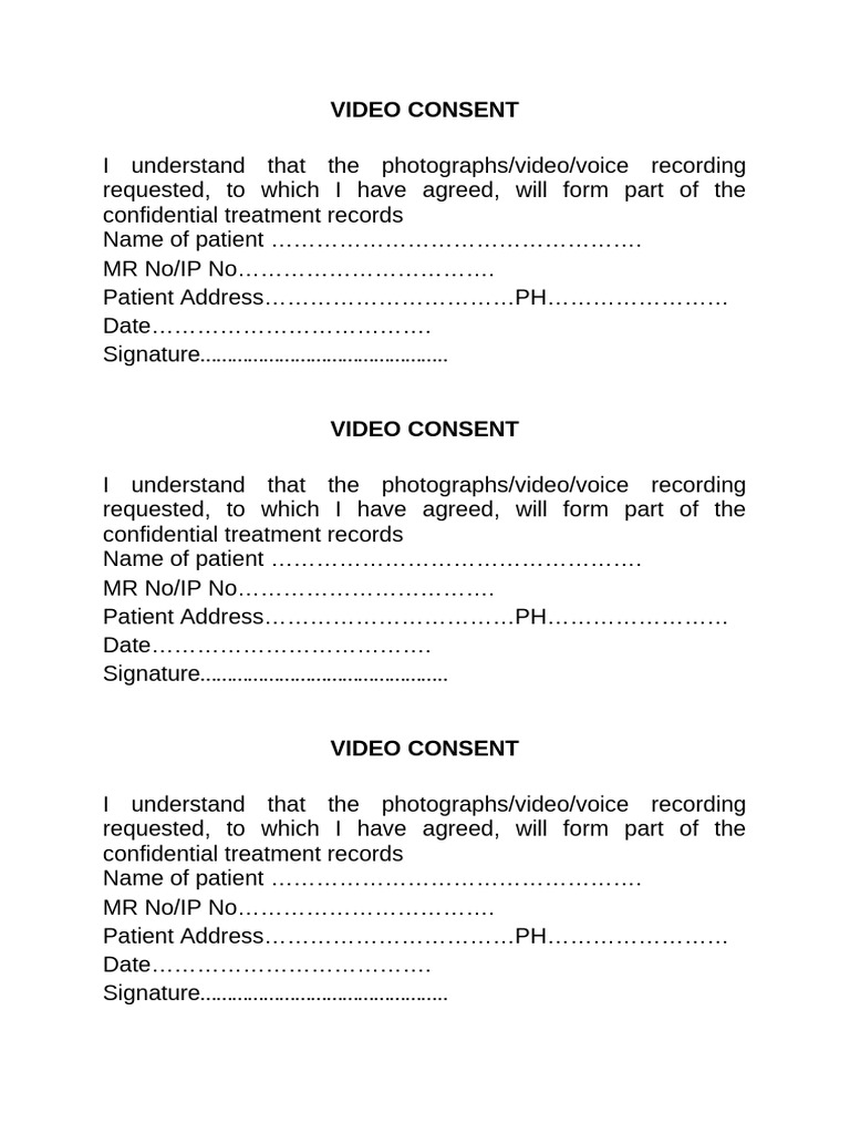 Video Consent Form for Patients | PDF