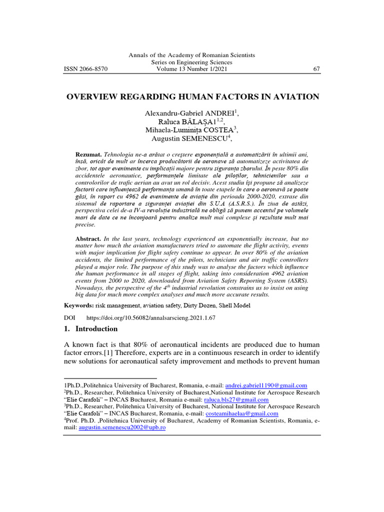 Overview Regarding Human Factors in Avia | PDF | Risk | Communication
