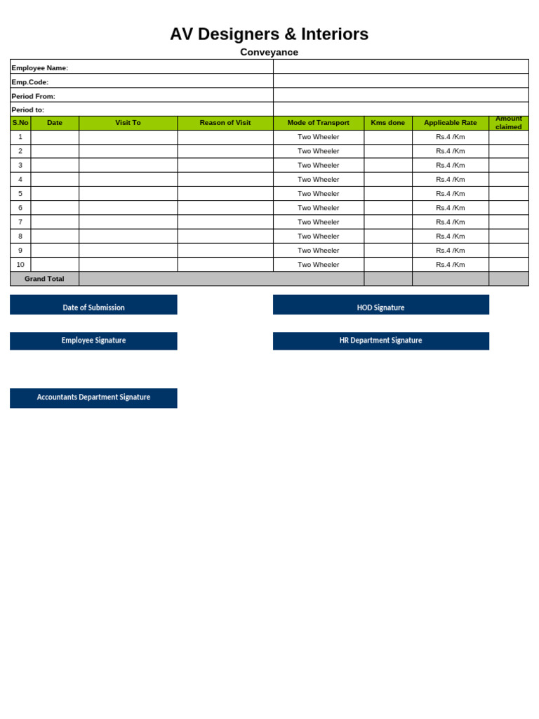 Conveyance Reimbrusement Format | PDF