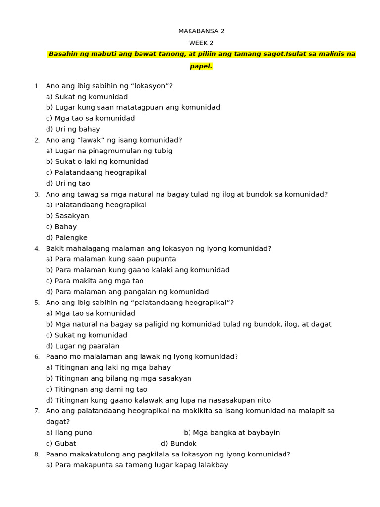 Makabansa 2 MST2 | PDF