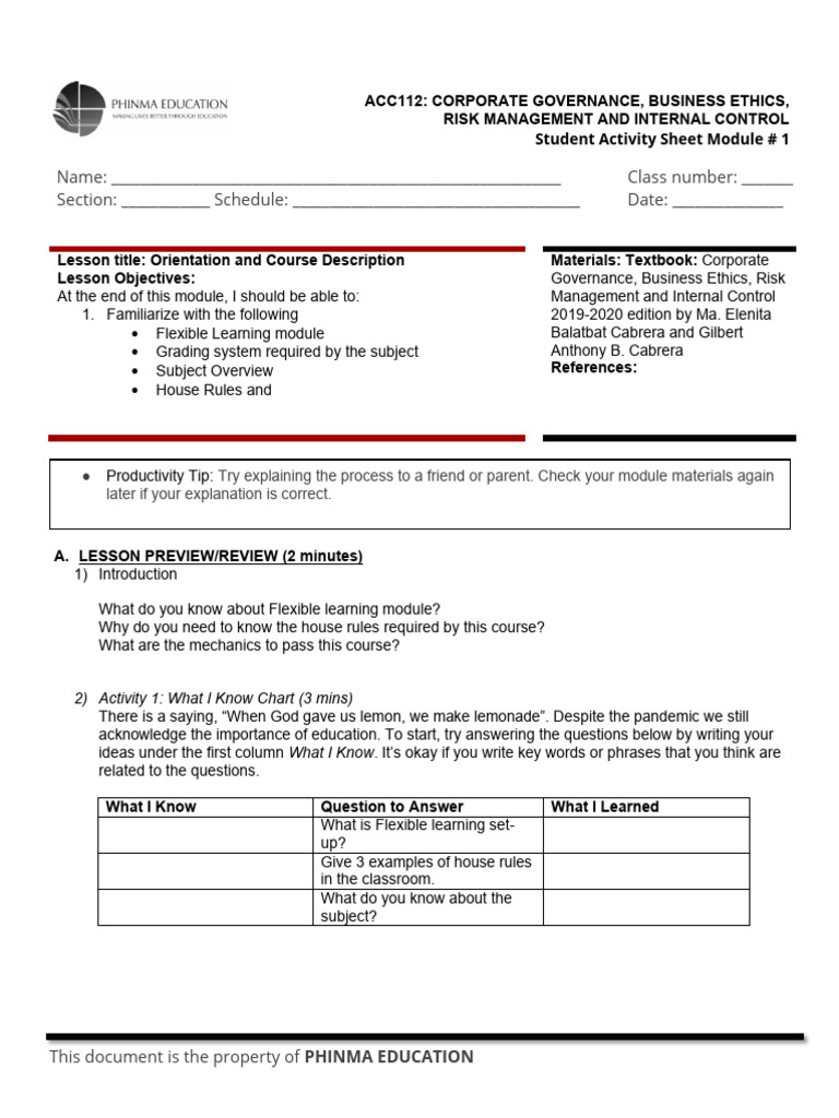 ACC 112 SAS1 Merged | PDF | Internal Control | Governance