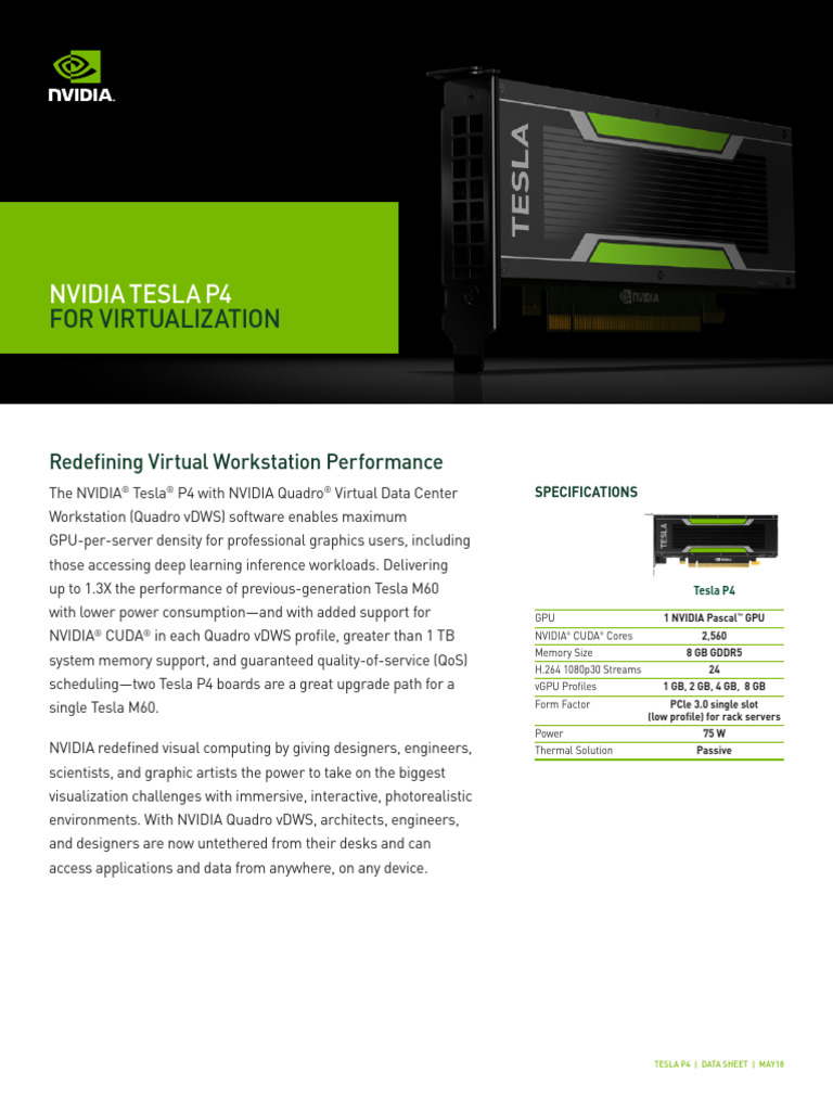 Nvidia p4 Datasheet | PDF | Graphics Processing Unit | Computing