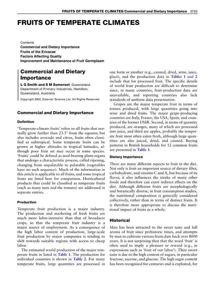1 - Importance of Temperate Fruits | PDF