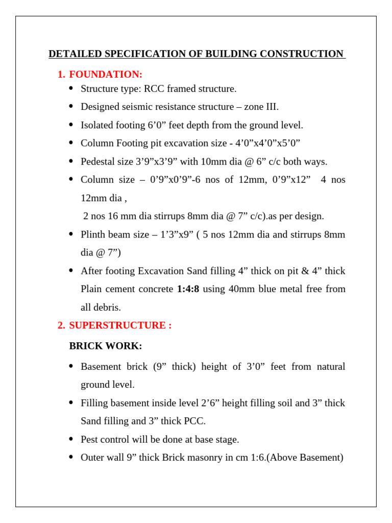 Residential Construction Specifications | PDF | Tile | Basement