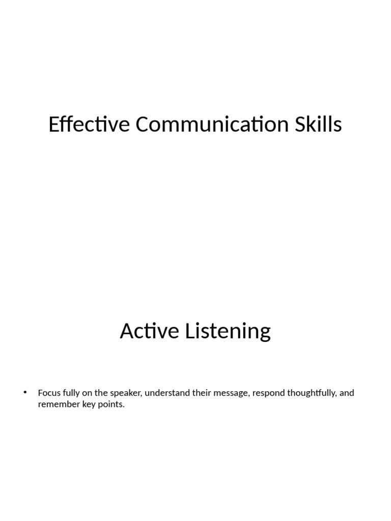 Effective Communication Skills | PDF