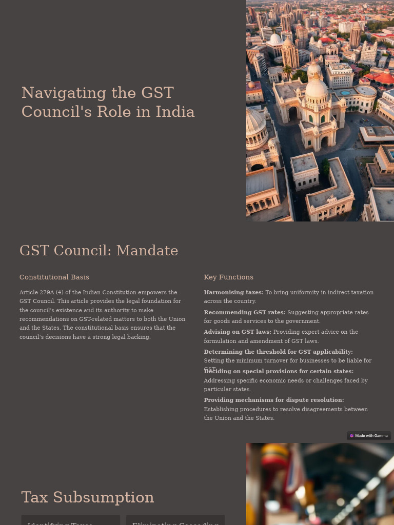 Navigating The GST Councils Role in India | PDF | Taxes | Economies