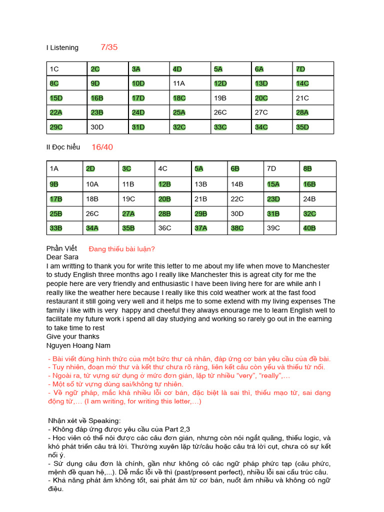 BÀI TEST VSTEP - Đầu Vào | PDF