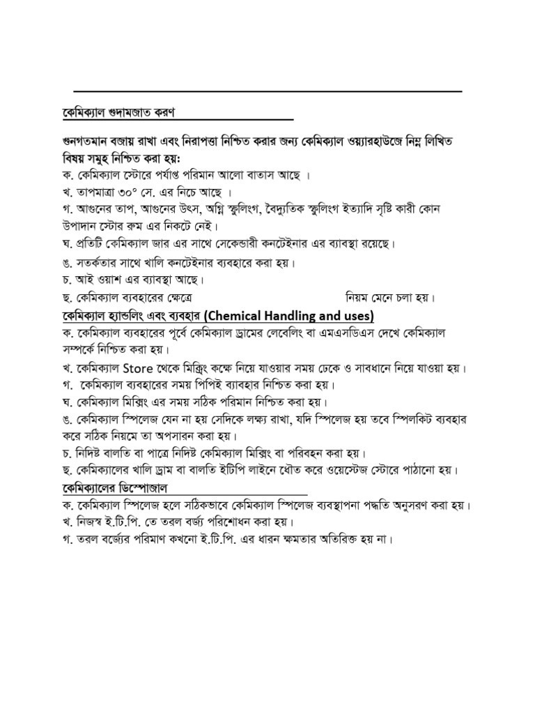 Environmental Health and Safety Procedure Related To Chemicals | PDF