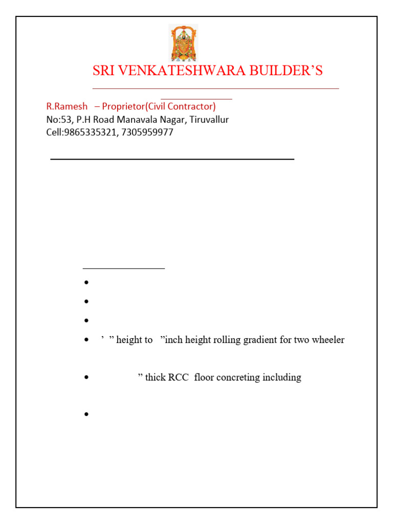 Quotation For Floor Concrete Work. | PDF