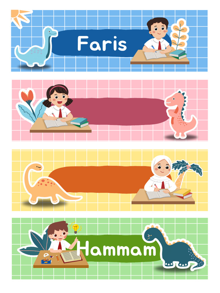 Label Nama Anak Lembar Poster Warna Warni Ilustratif - 20250711 ...