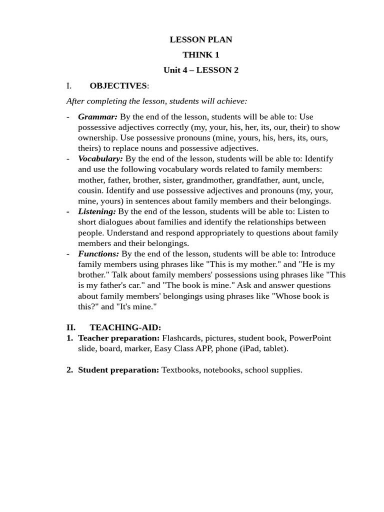 Family Vocabulary and Grammar Lesson | PDF | Pronoun | Adjective