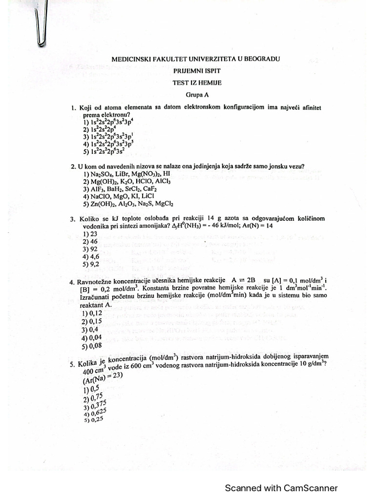 Hemija + Biologija 2022 | PDF