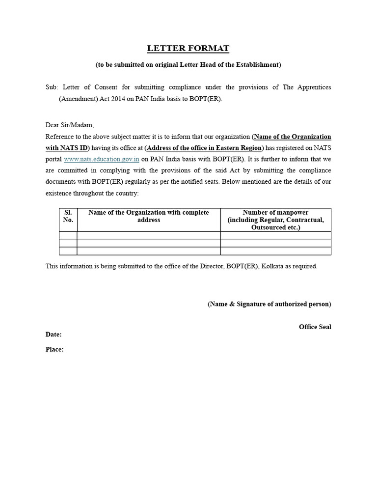 PAN India Letter Format | PDF