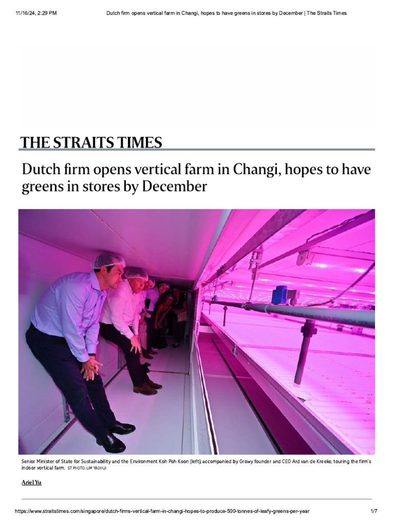 Article A-Dutch Firm Opens Vertical Farm in Changi | PDF