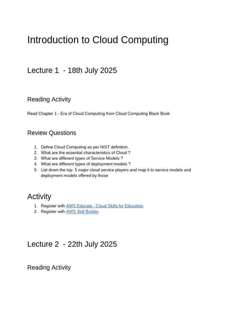 Module 1 - Introduction To Cloud Computing | PDF