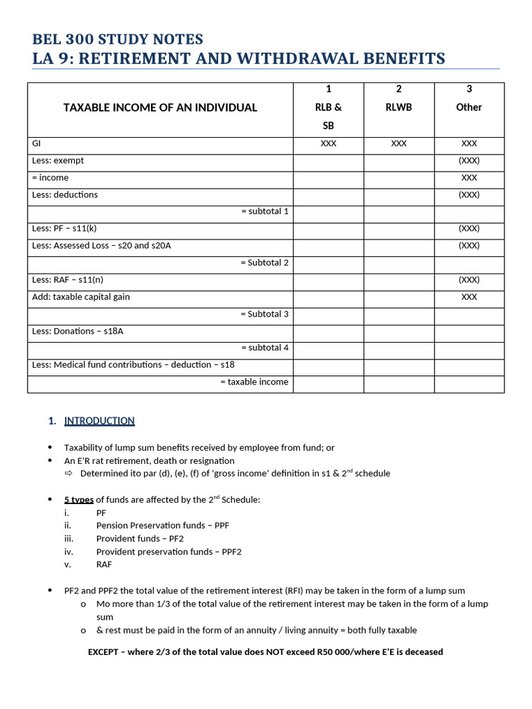 Retirement Benefits Taxation Overview | PDF | Pension | Present Value