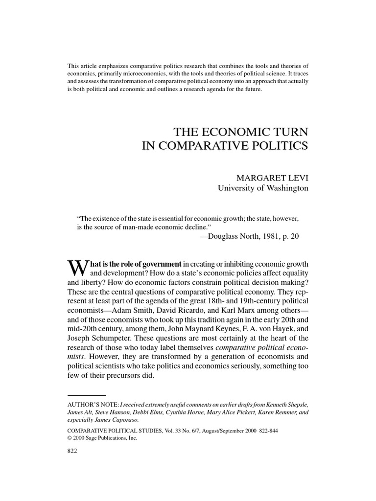 The Economic Turn in Comparative Politics | PDF | Economics | Macroeconomics