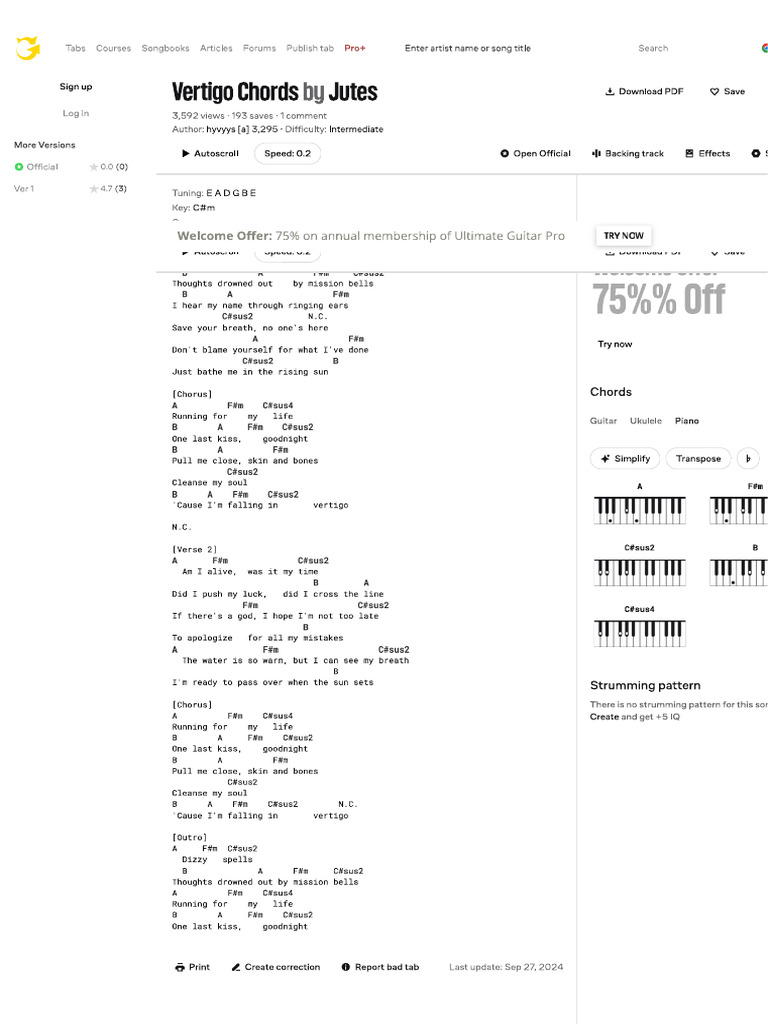 Vertigo Guitar Chords | PDF